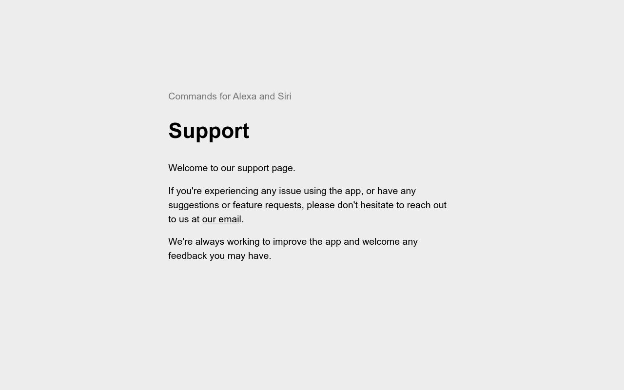 Support - Commands for Alexa and Siri